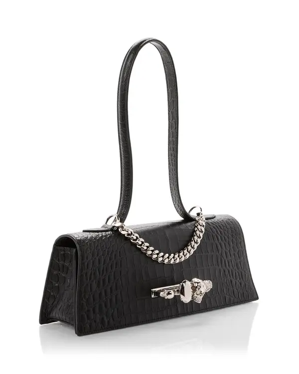 Alexander McQueen Leather Handbag With Croc Embossed Detail