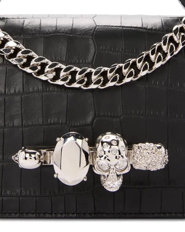 Alexander McQueen Leather Handbag With Croc Embossed Detail