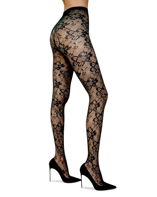 HIGH HEEL JUNGLE Lola Lace Tights - Black