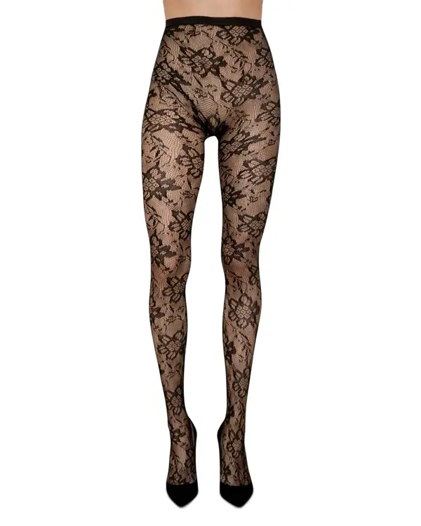HIGH HEEL JUNGLE Lola Lace Tights - Black