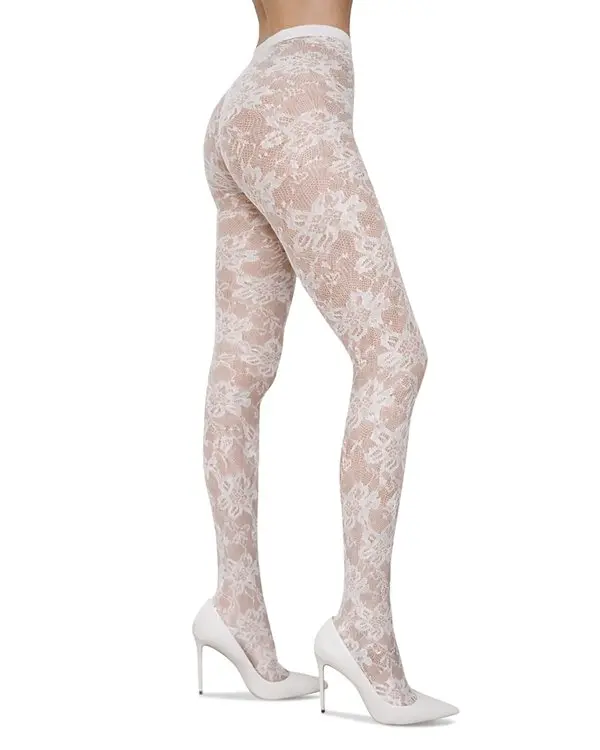 HIGH HEEL JUNGLE Lola Lace Tights - White