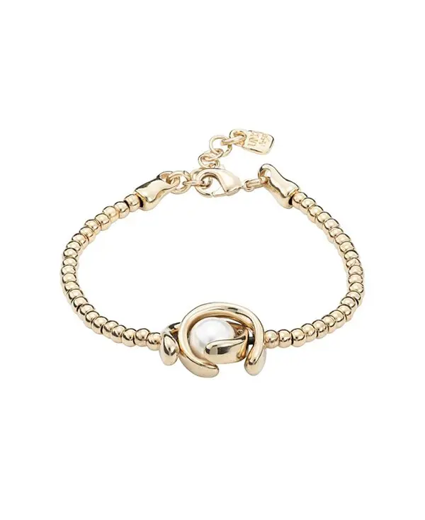 UNODE50 Double Moon Bead Elastic Bracelet - Gold