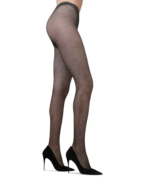 HIGH HEEL JUNGLE Crystal Mesh Tights - Black