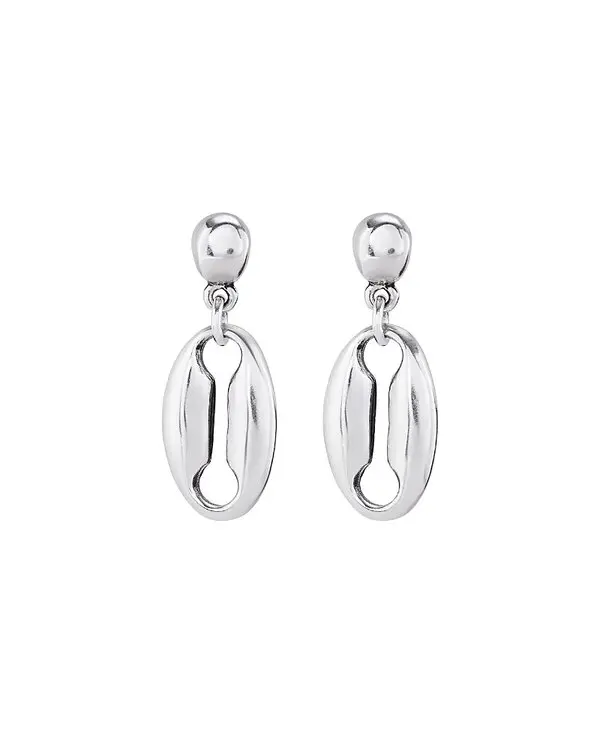 UNODE50 Link Shape Drop Earrings - Silver
