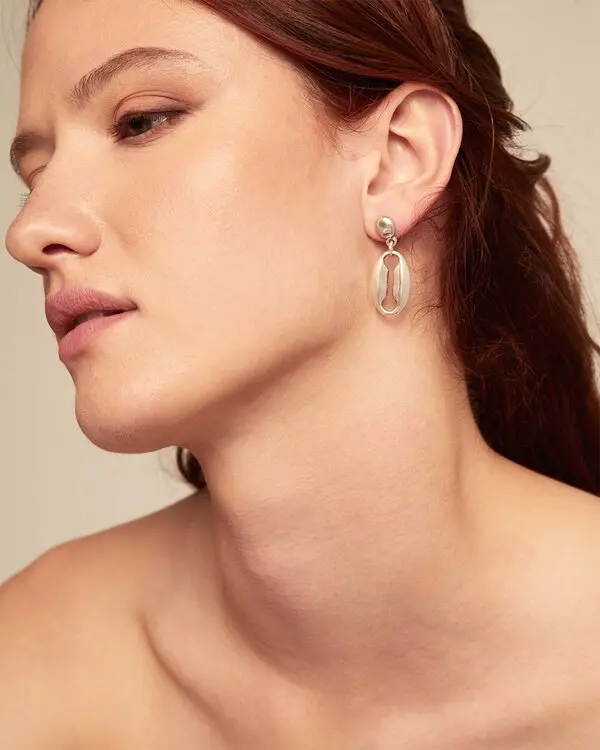 UNODE50 Sterling -plated Link Drop Earrings
