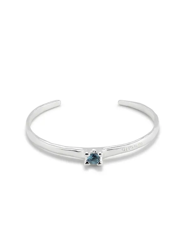 UNODE50 Cuff Bracelet With Blue Cubic Zirconia - Silver