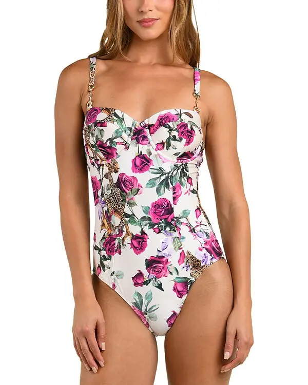 L'Agence Amie Rose Leopard Jungle Bandeau One-piece Swimsuit - Multi