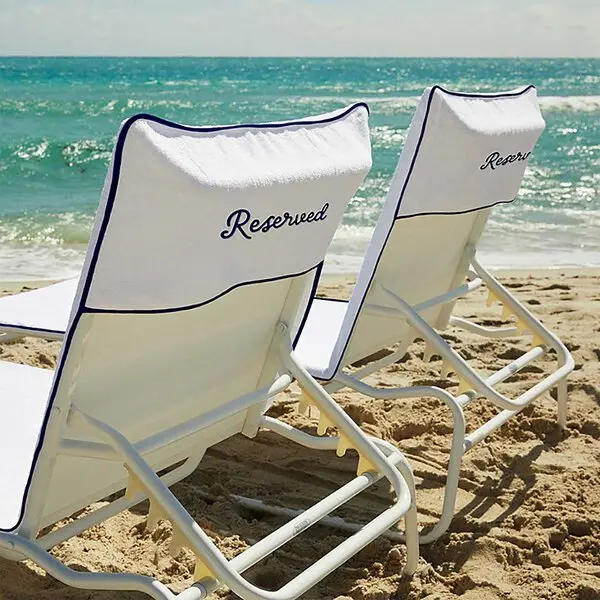 KASSATEX Ducap Reserved Embroidered Lounge Chair Cover - Reserved - White/navy