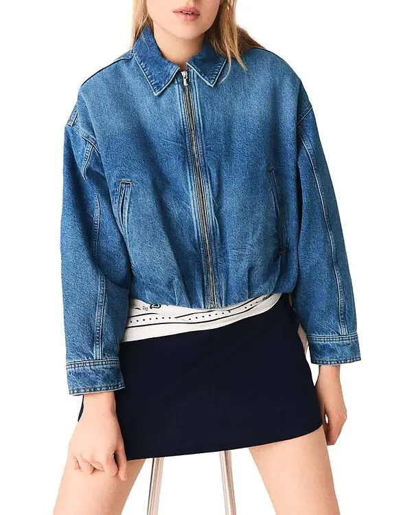 Maje Denim Bomber Jacket