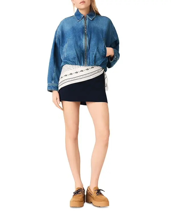 Maje Denim Bomber Jacket
