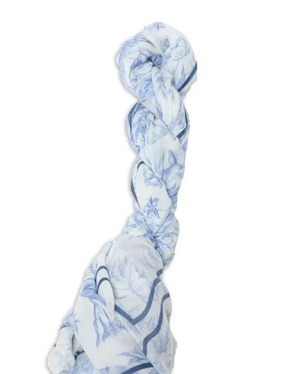Maje Floral Print Wool Blend Shawl - White/blue