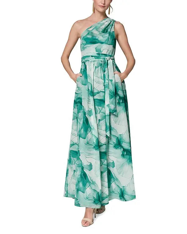 Donna Karan New York Printed One-shoulder Gown