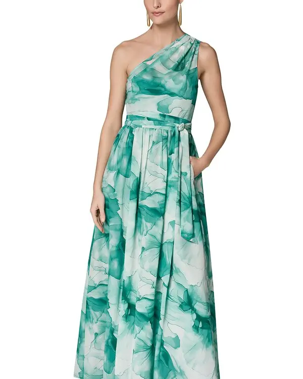 Donna Karan New York Printed One-shoulder Gown
