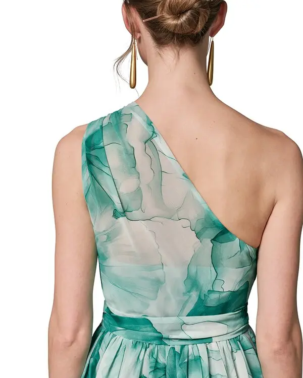 Donna Karan New York Printed One-shoulder Gown