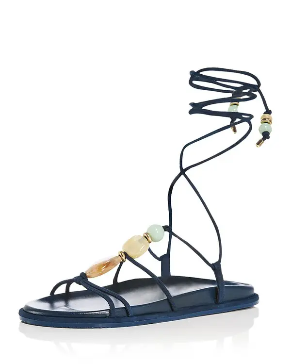 STUART WEITZMAN Vinnie Ankle Tie Sandals - Deep Sea Blue