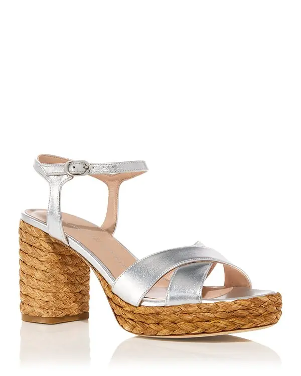 STUART WEITZMAN Dayna 80 Platform Sandals - Silver/natural