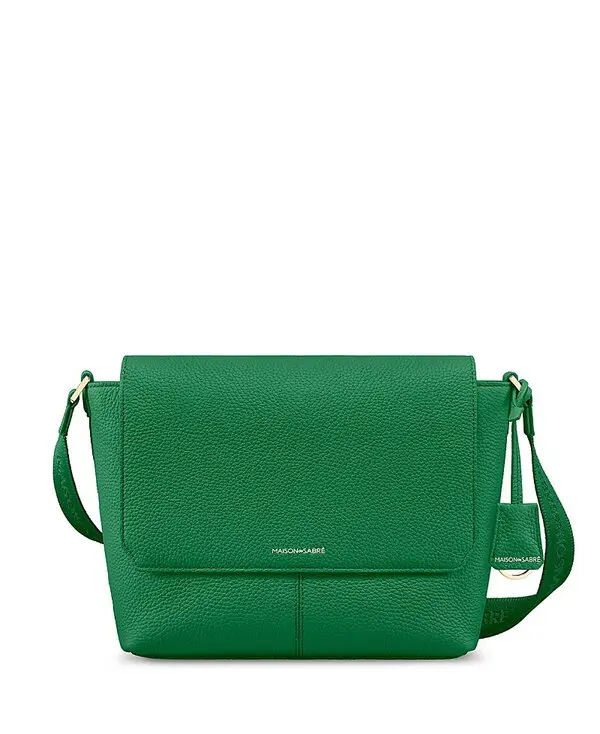 MAISON DE SABRE Medium Leather Flaire Messenger Bag - Emerald Green