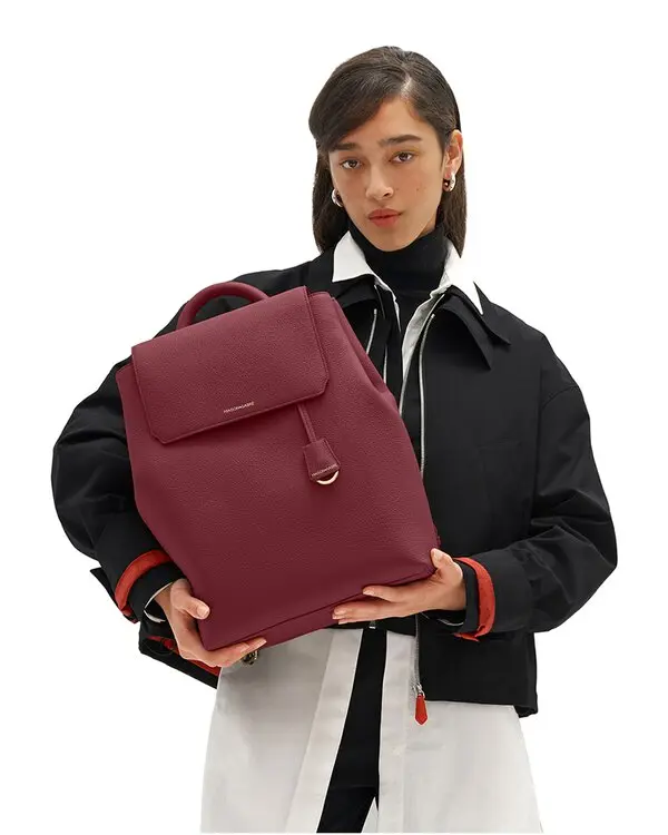 MAISON DE SABRE Medium Leather Soft Backpack - Plum Red