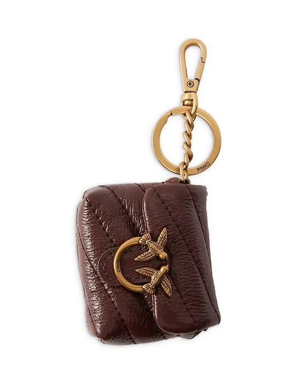 Pinko Love Puff Leather Airpods Case - Brown