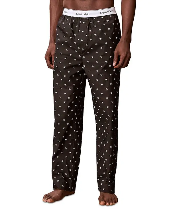 Calvin Klein Cotton Poplin Sleep Pants - Diamond Logo Black