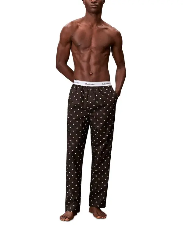Calvin Klein Cotton Poplin Sleep Pants - Diamond Logo Black