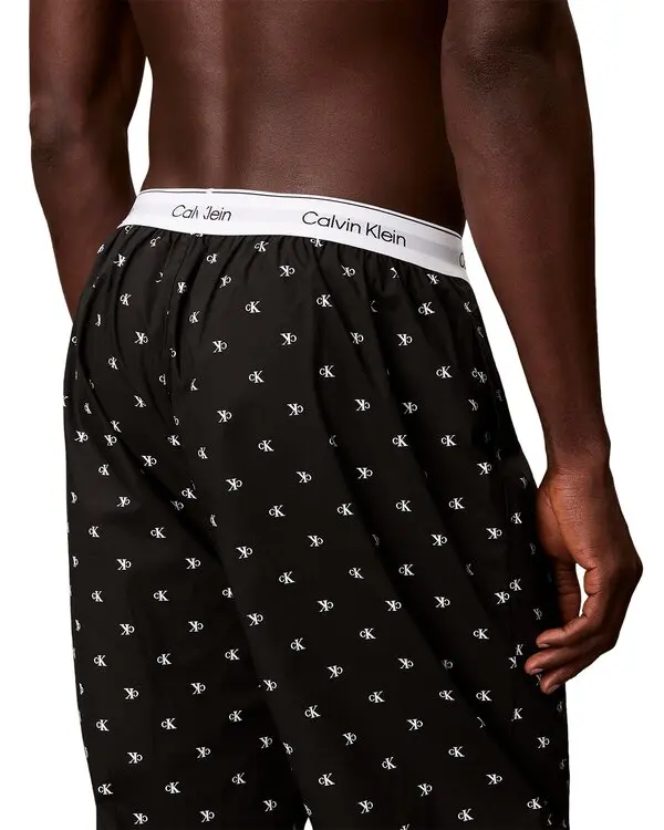 Calvin Klein Cotton Poplin Sleep Pants - Diamond Logo Black