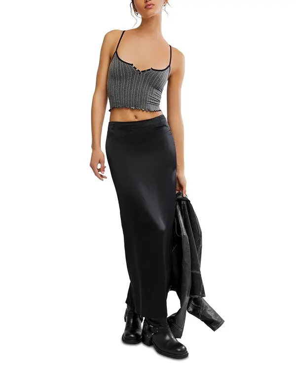 Free People Snap Into It Henley Crop Top - Black