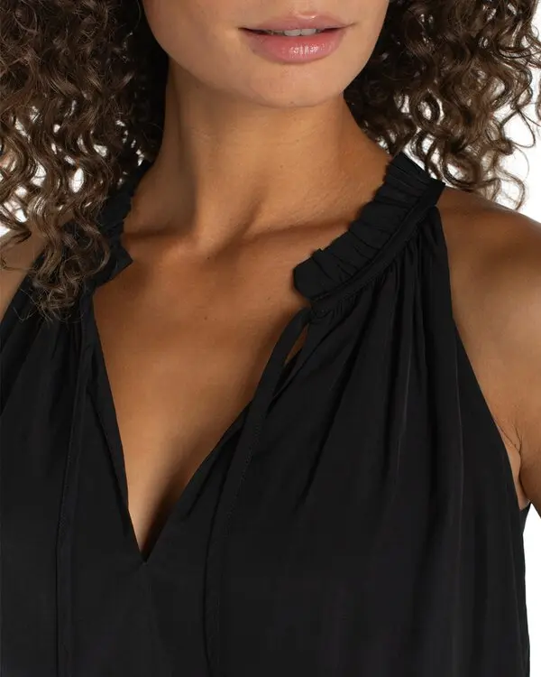 LIVERPOOL Sleeveless Ruffle Top - Black Print