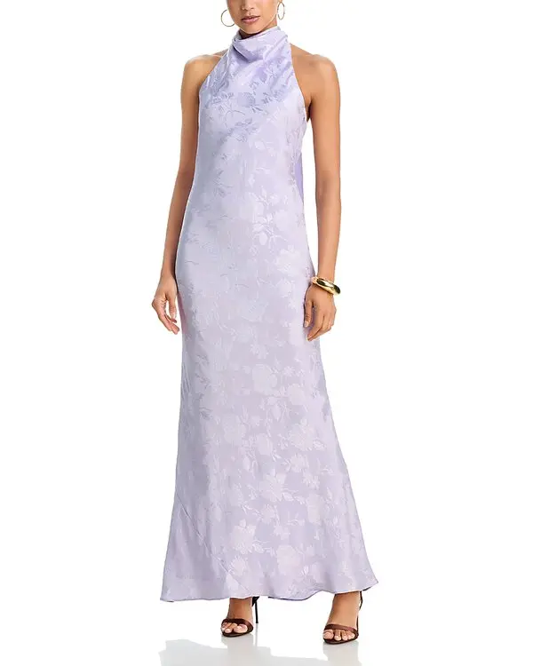 Aqua Jacquard Cowl Neck Dress - Lilac