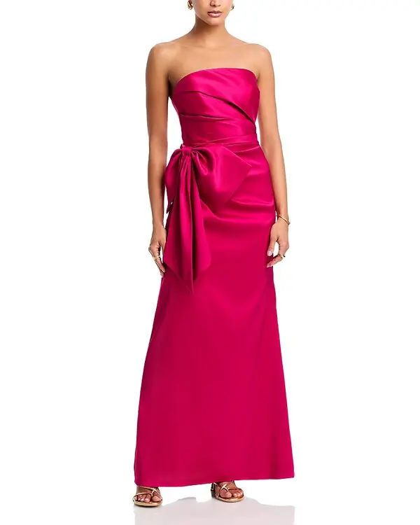 Aqua Mikado Strapless Gown