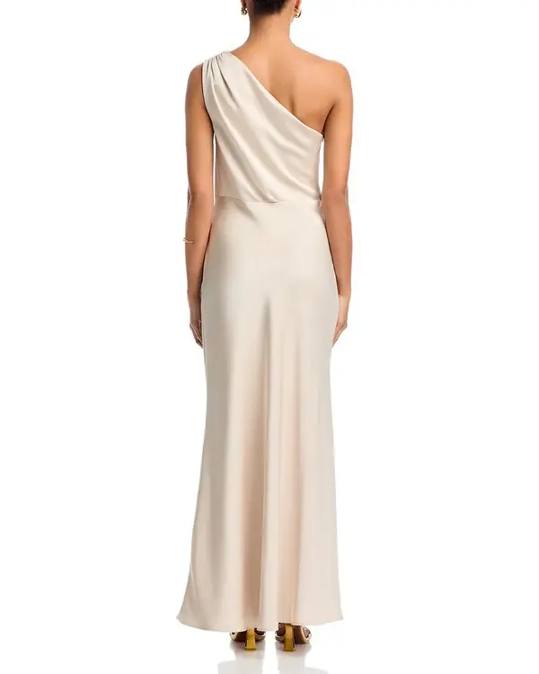 Aqua One Shoulder Charmeuse Dress - Champagne