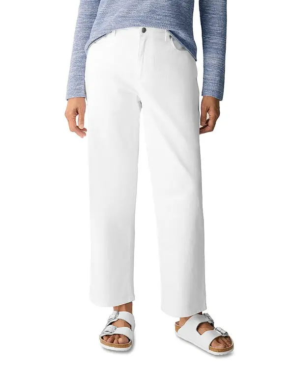 Eileen Fisher High Rise Straight Ankle Jeans - White