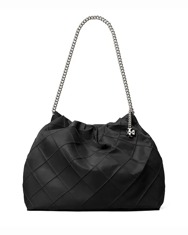 Tory Burch Fleming Nylon Hobo Bag - Black