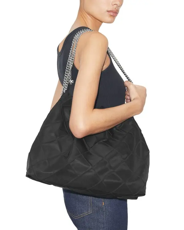 Tory Burch Fleming Nylon Hobo Bag - Black