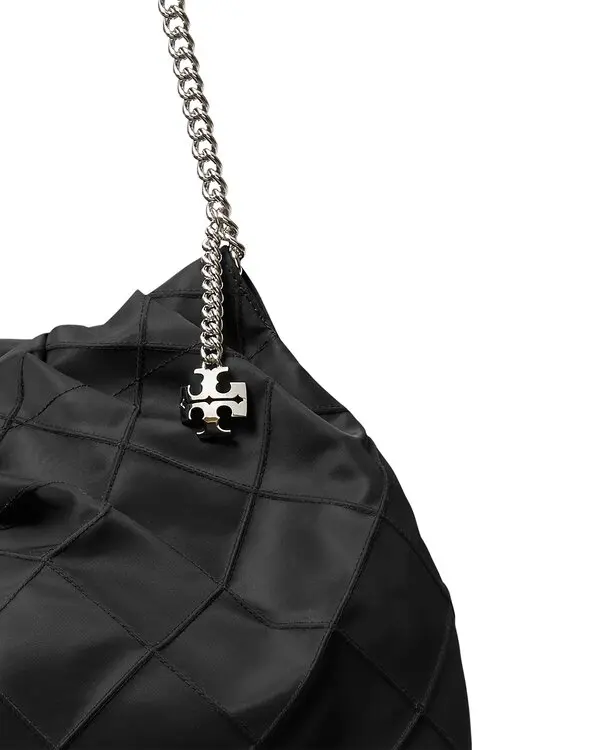 Tory Burch Fleming Nylon Hobo Bag - Black