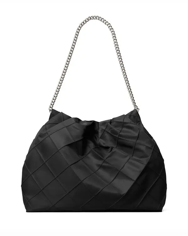 Tory Burch Fleming Nylon Hobo Bag - Black