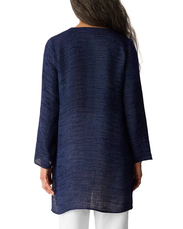 Eileen Fisher Linen Gauze V Neck Long Top