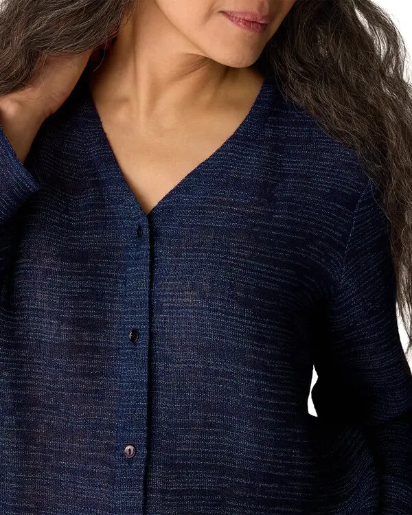 Eileen Fisher Linen Gauze V Neck Long Top