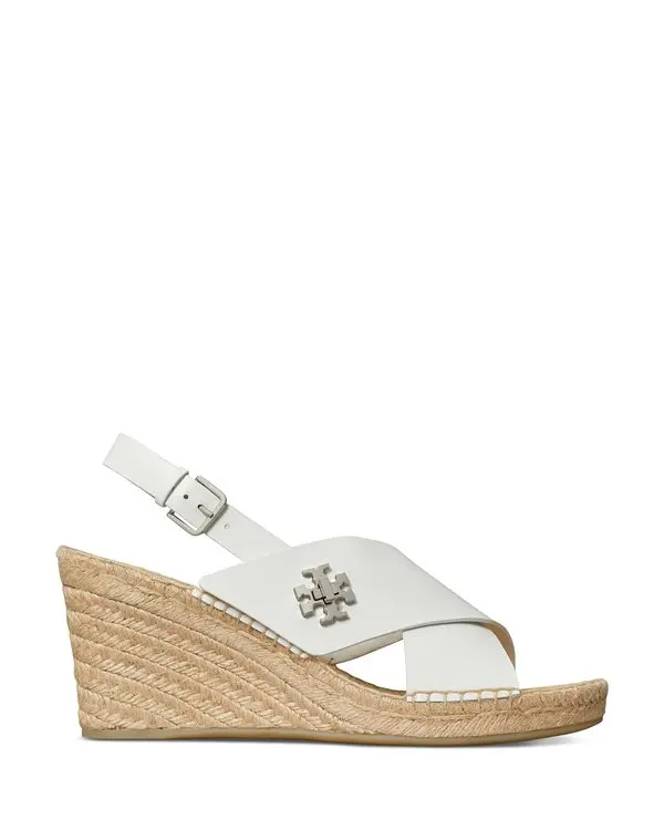 Tory Burch Turnlock Espadrille Wedge Sandals - Bianco Laredo