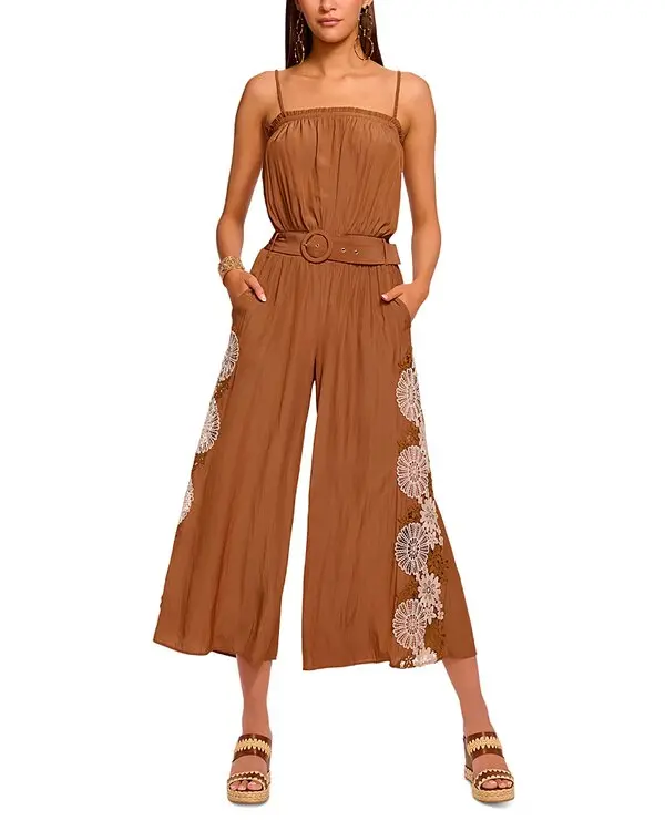 Ramy Brook Lorelei Wide Leg Jumpsuit With Belted Waist - Coffee