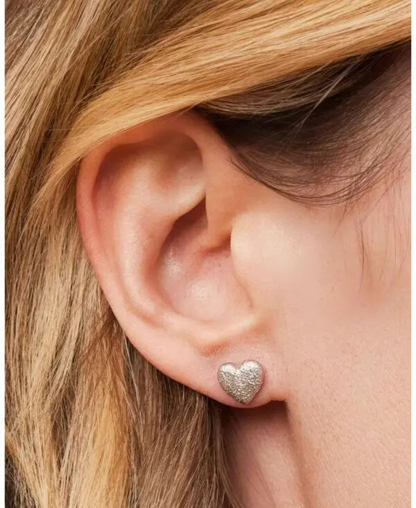 ORADINA Sterling Heart Stud Earrings - Silver
