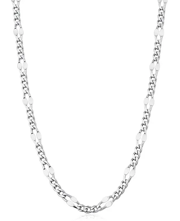 ORADINA Sterling Figaro Station Link Necklace - Silver