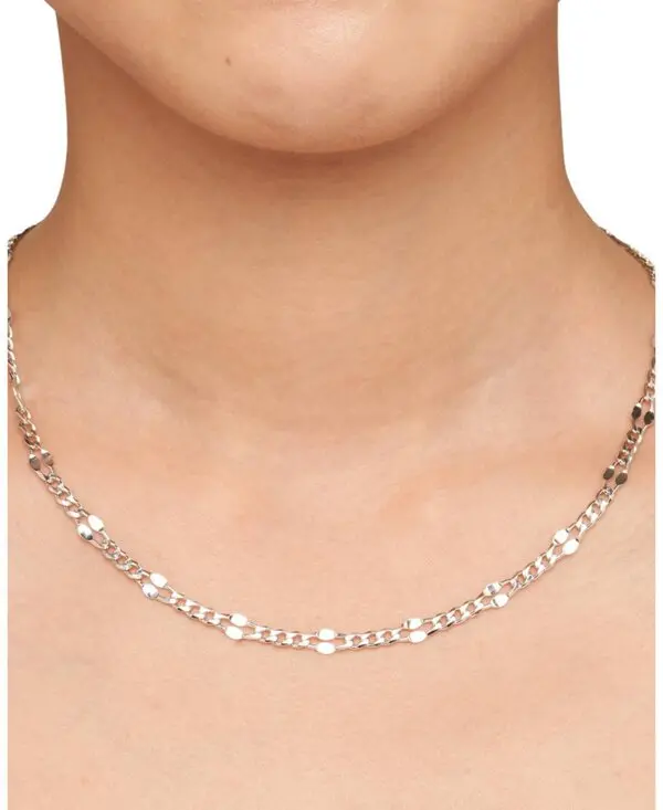 ORADINA Sterling Figaro Station Link Necklace