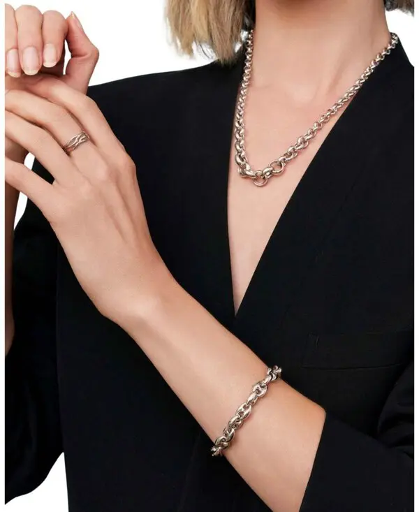 ORADINA Sterling Graduated Rolo Necklace - Silver