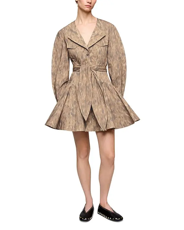 GANNI Printed Shirt Dress - Burro