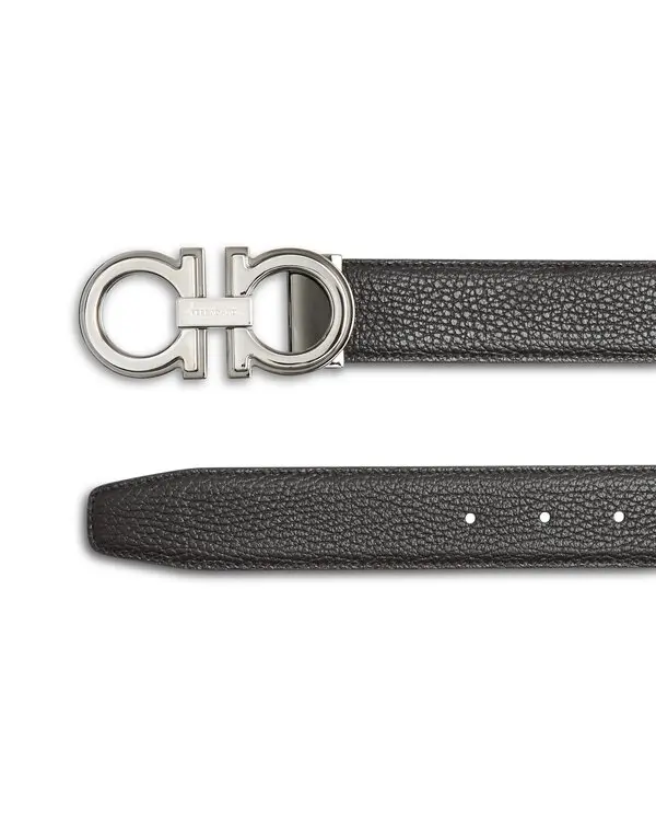FERRAGAMO Double Gancini Reversible Leather Belt