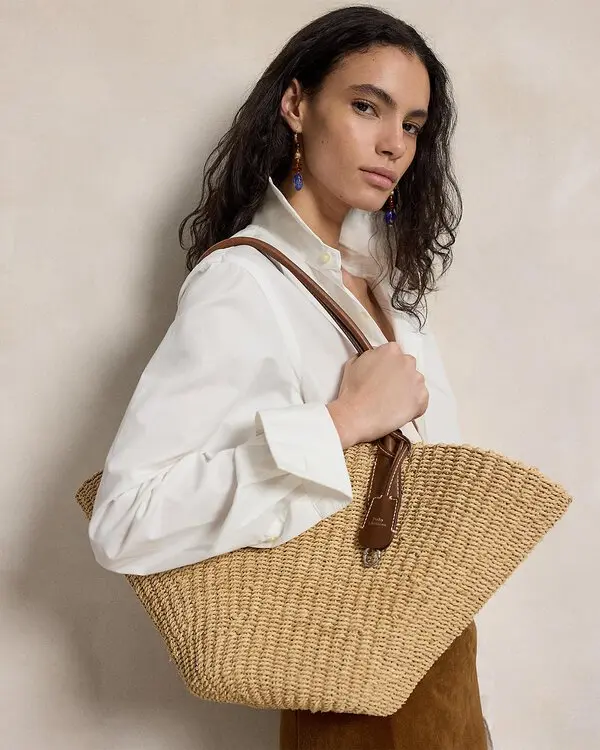 Polo Ralph Lauren Bellport Raffia Basket Tote - Natural