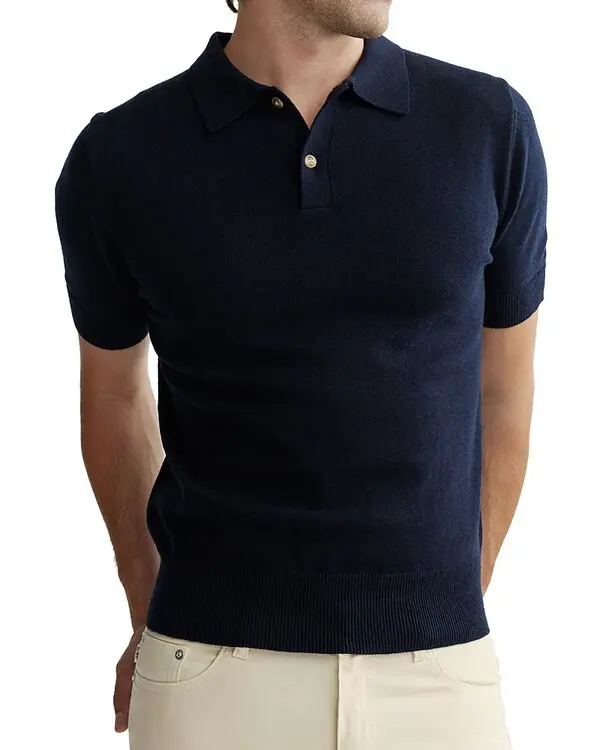 DL1961 Knit Short Sleeve Polo Shirt - Navy