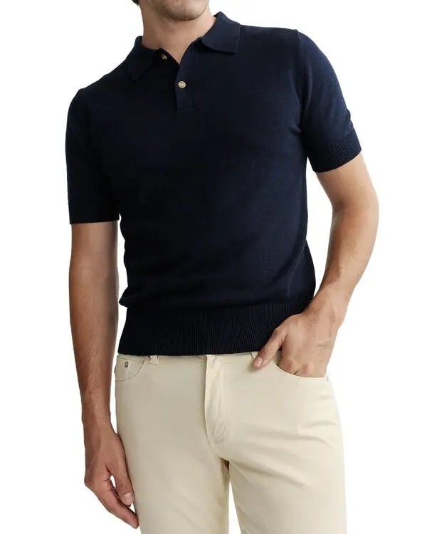 DL1961 Knit Short Sleeve Polo Shirt - Navy