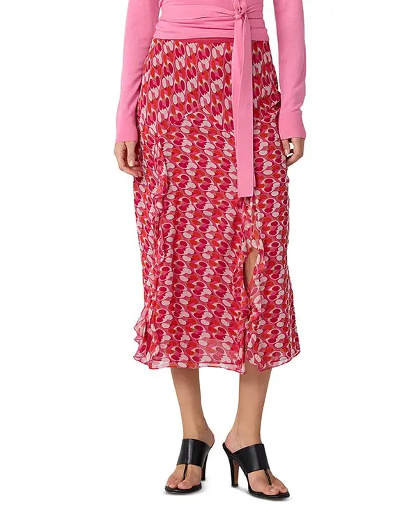 Diane Von Furstenberg Printed Midi Skirt - Pop Link Mini Blondie Pink